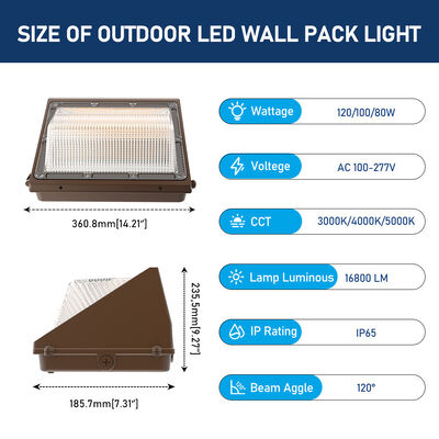 Outdoor LED Wall Pack Lamp 100W Brown 13000Lm IP65 Outdoor Wall Lighting